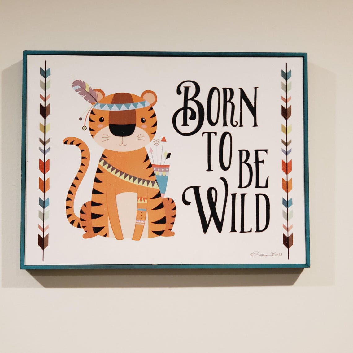 Children's Wall Art by Susan Boyer "born to Be Wild" W/ Wood Frame ...