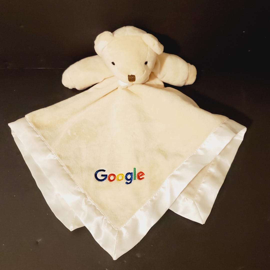 Baby Blanket Lovey Google Tan Cream Teddy Bear Satin Trim Security ...