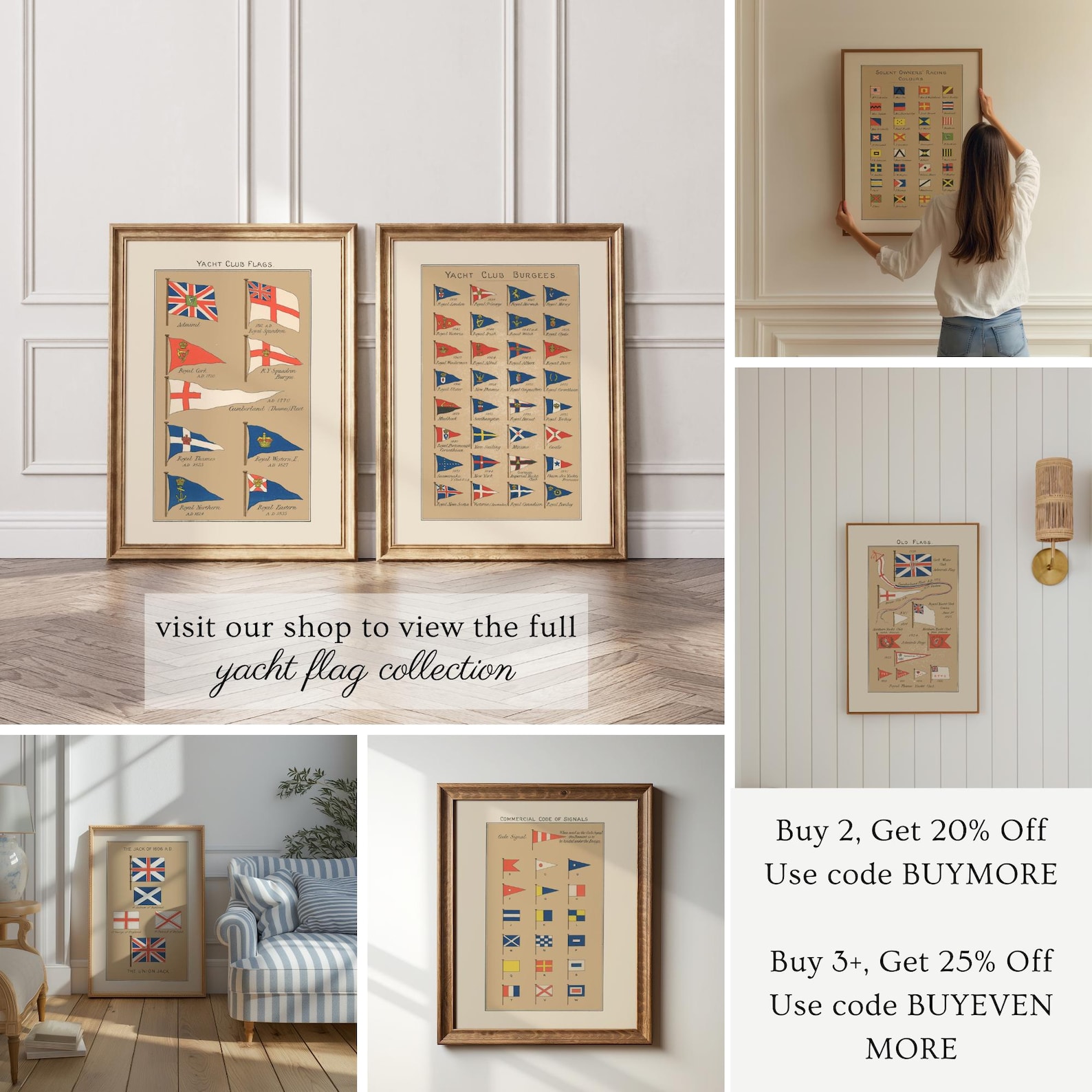 Antique Yacht Club Sailing Flags | Vintage Nautical Art | Physical ...