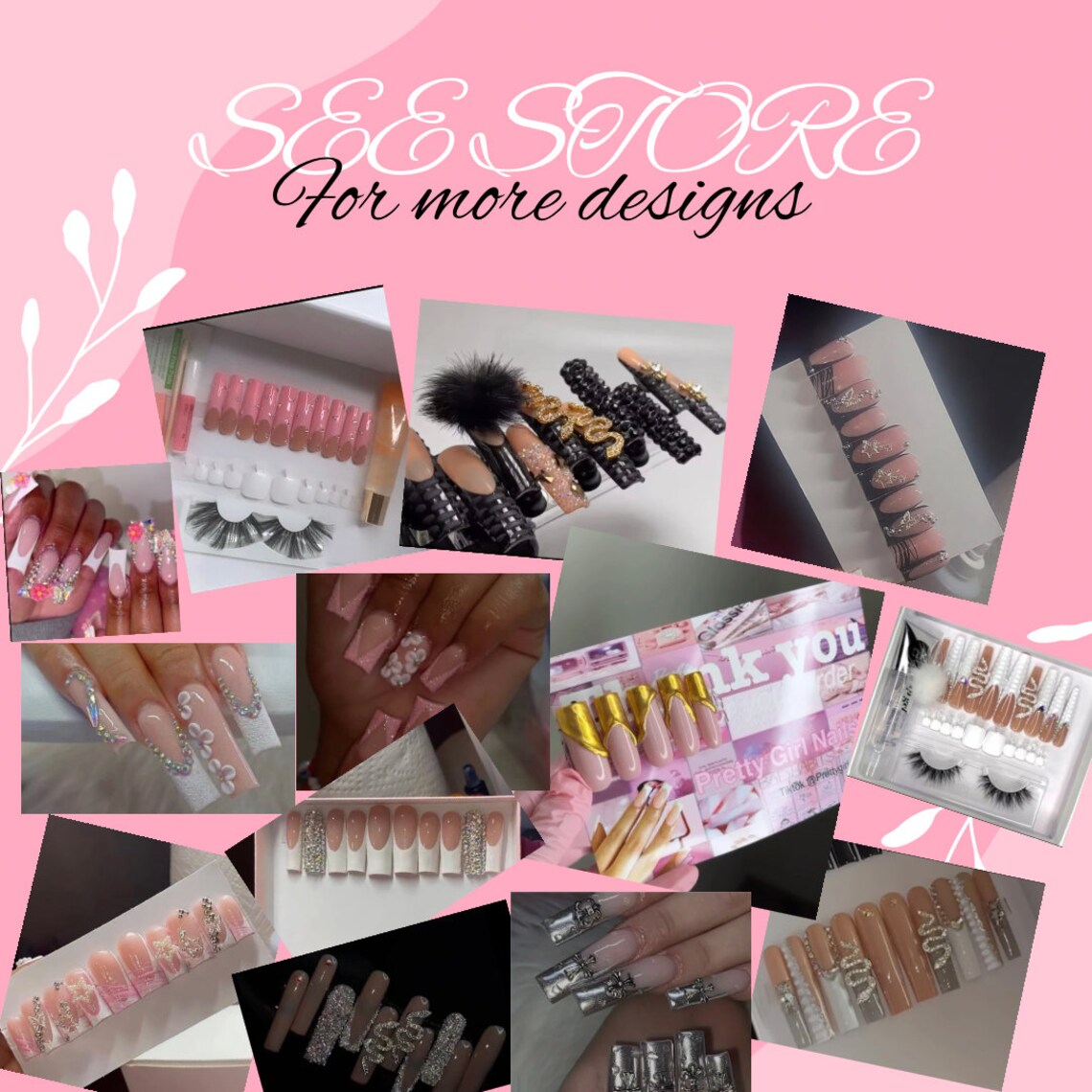 10 Pcs Luxury Reusable Press on Nails Freestyle Short Glitter French ...