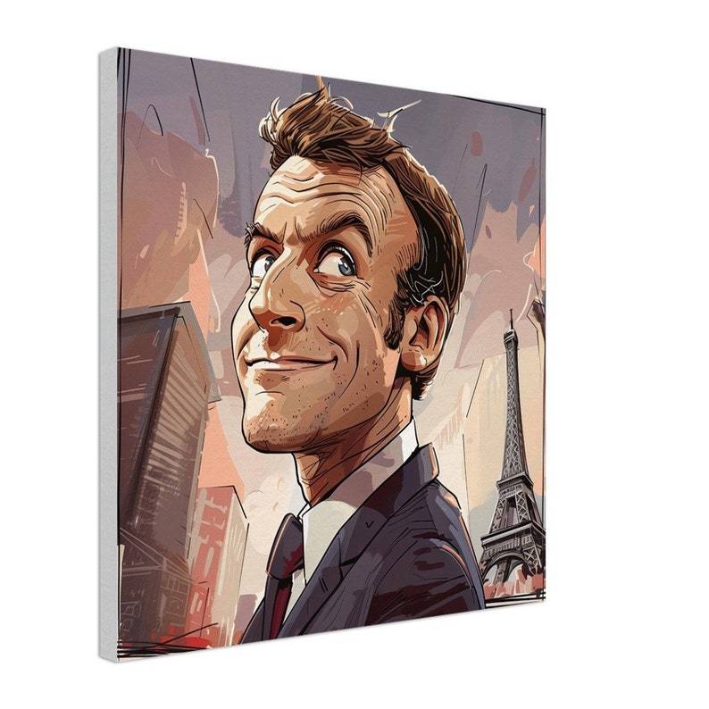 Whimsical Emmanuel Macron Cartoon Wall Art Fun and Playful Home Decor ...