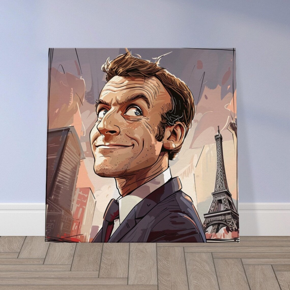 Whimsical Emmanuel Macron Cartoon Wall Art Fun and Playful Home Decor ...