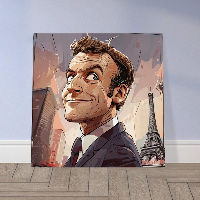 Whimsical Emmanuel Macron Cartoon Wall Art Fun and Playful Home Decor ...