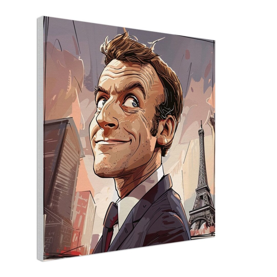 Whimsical Emmanuel Macron Cartoon Wall Art Fun and Playful Home Decor ...