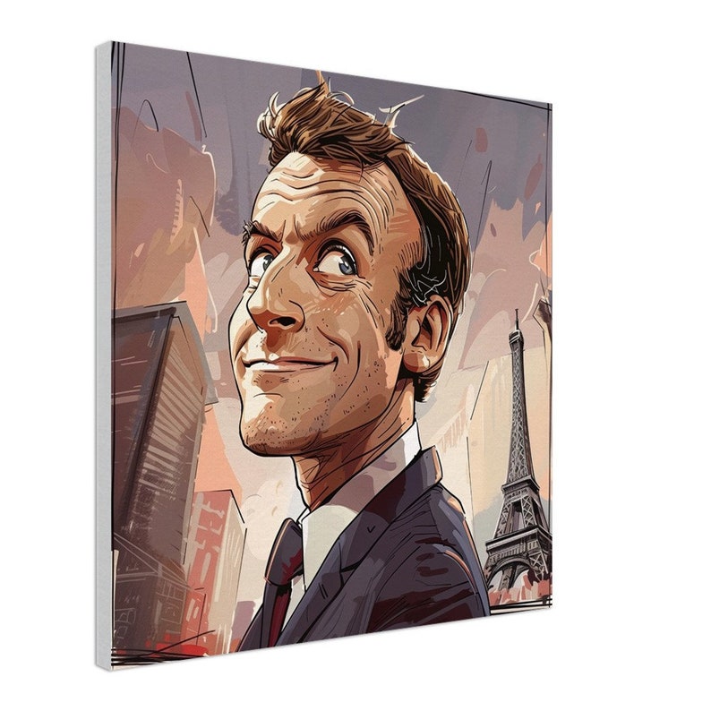 Whimsical Emmanuel Macron Cartoon Wall Art Fun and Playful Home Decor ...