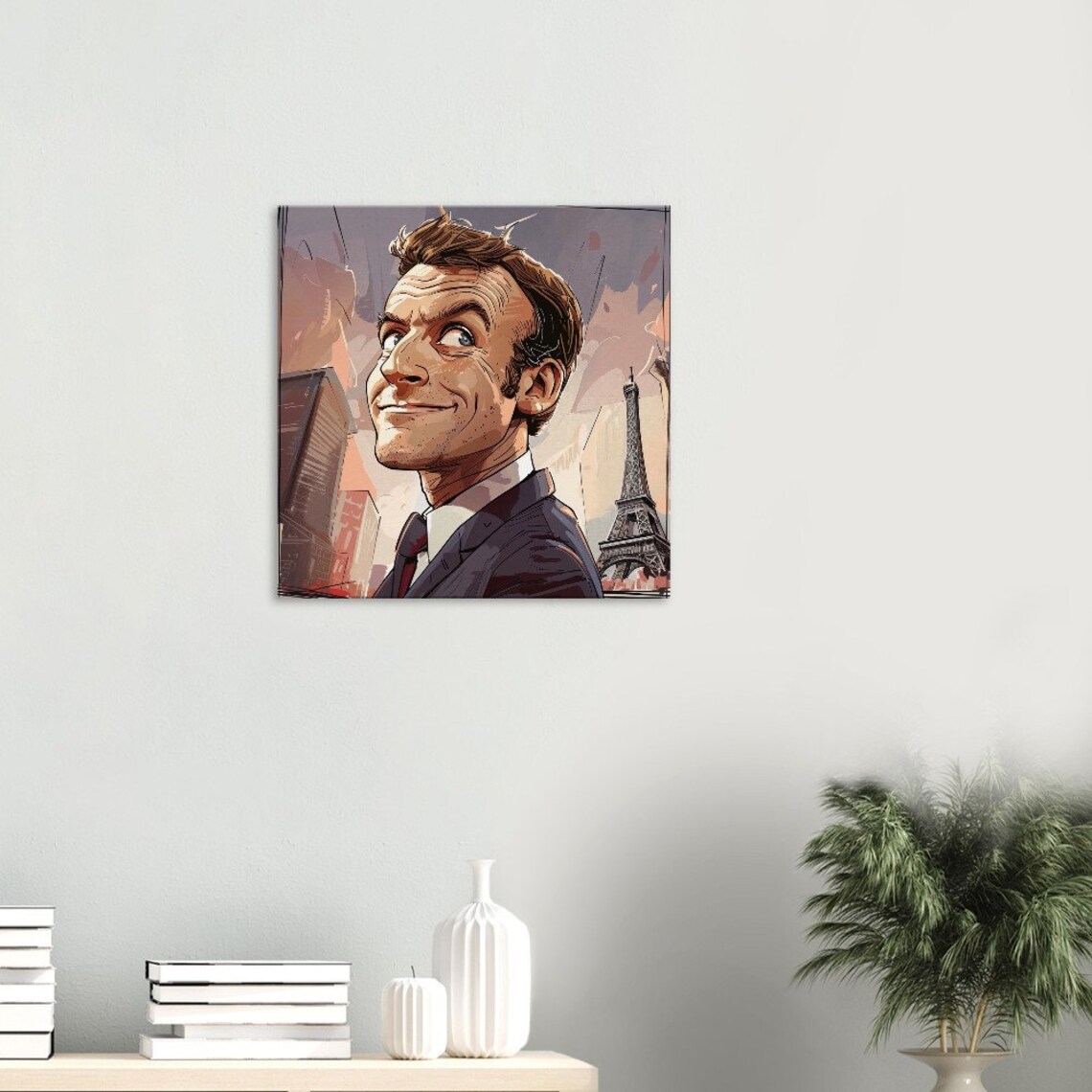 Whimsical Emmanuel Macron Cartoon Wall Art Fun and Playful Home Decor ...