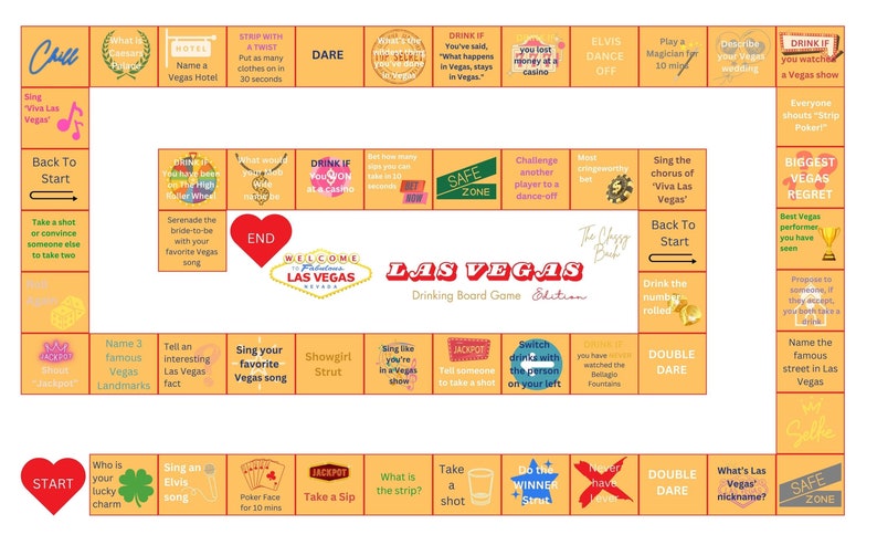 Las Vegas Bachelorette Party Board Game Party Drinking Board Bridesmaid ...