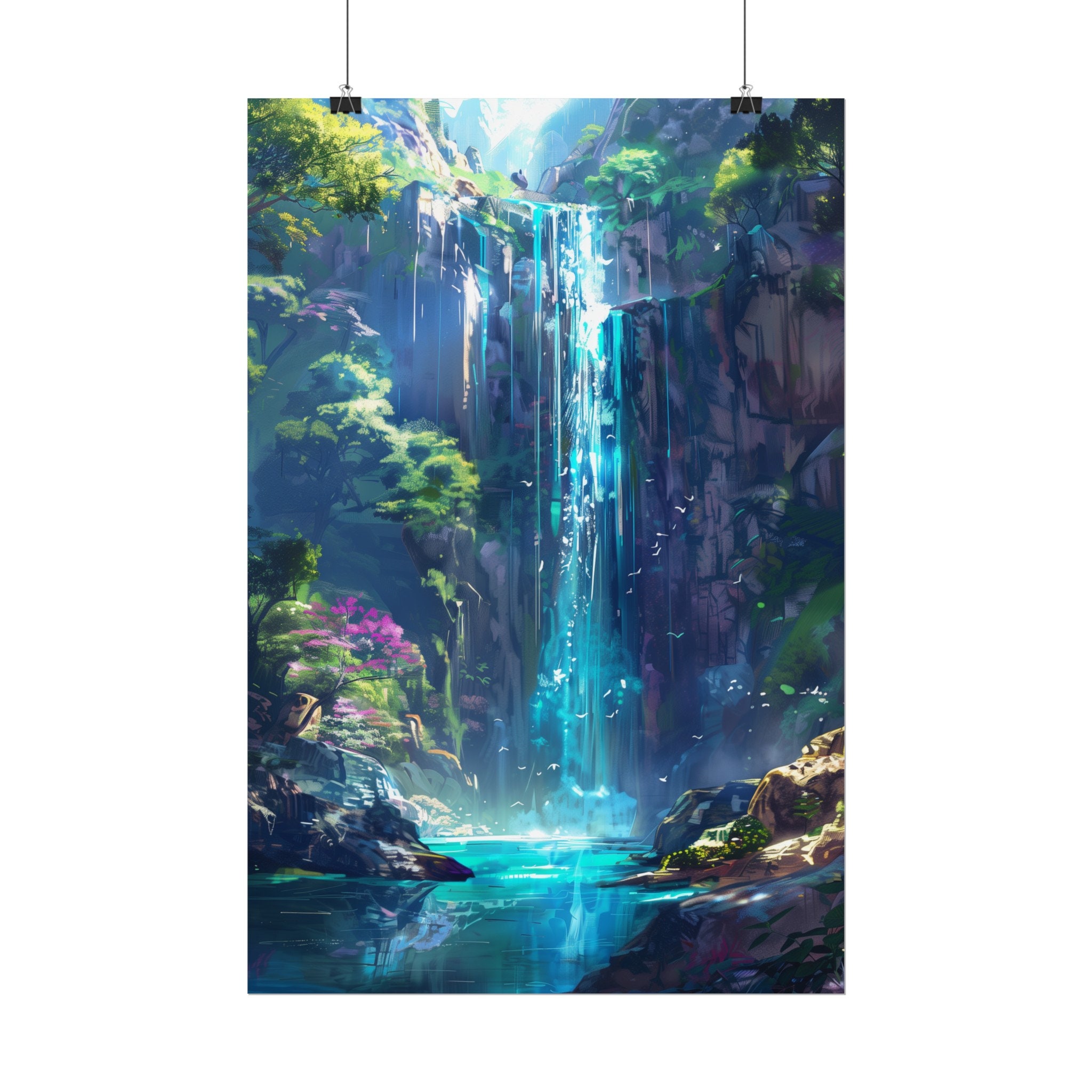 Video Game Waterfall Poster - Etsy