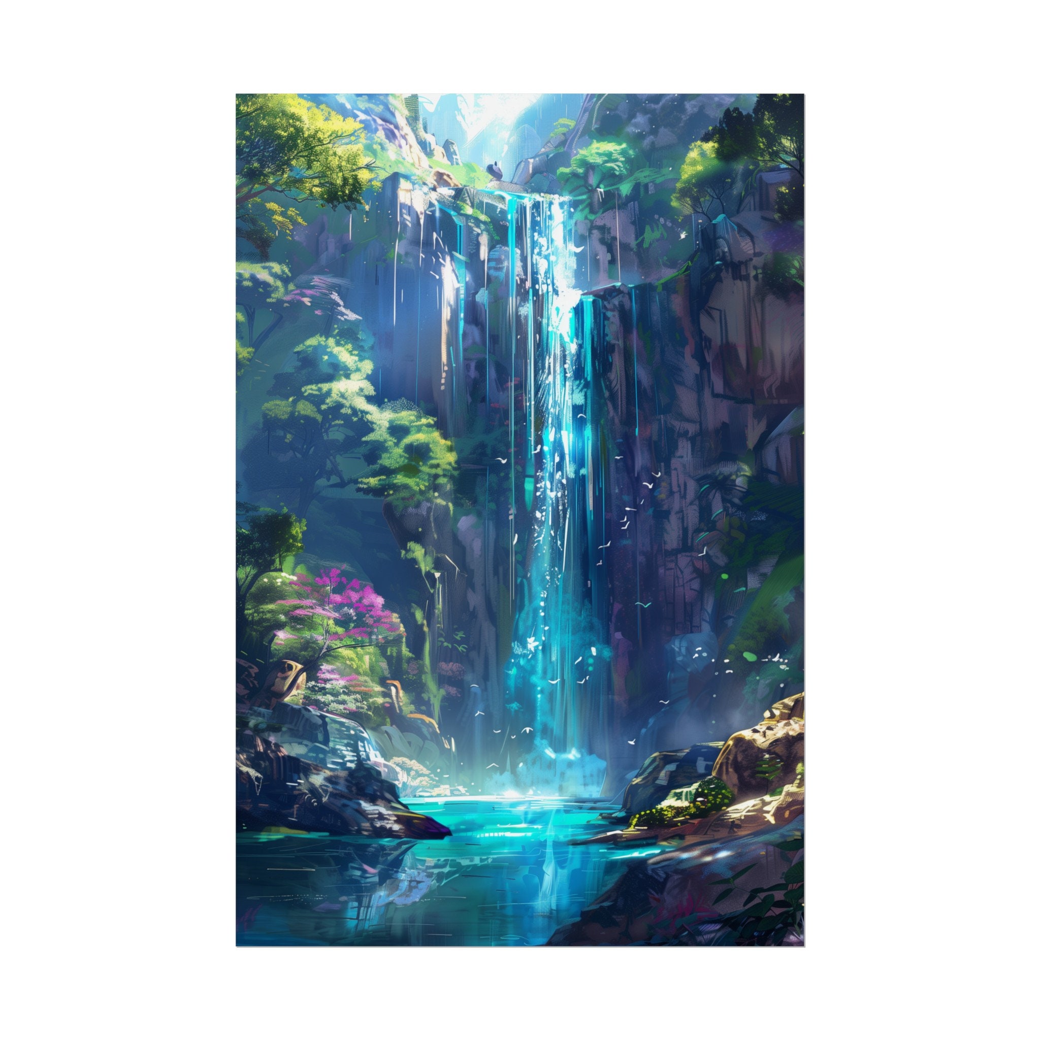 Video Game Waterfall Poster - Etsy