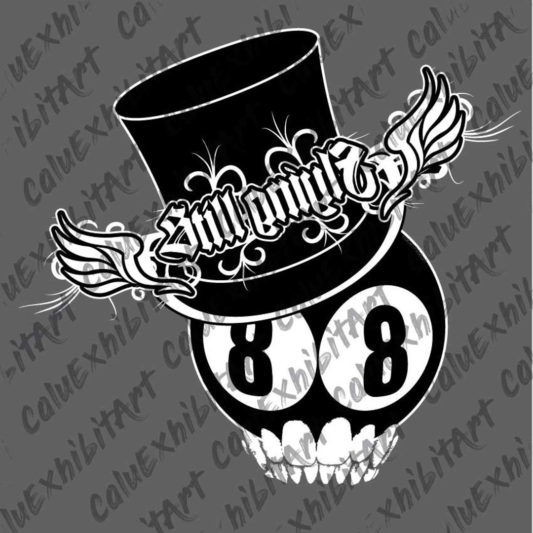 Black 8-ball Head, Still Flying Style, PNG File, Illustration for T ...