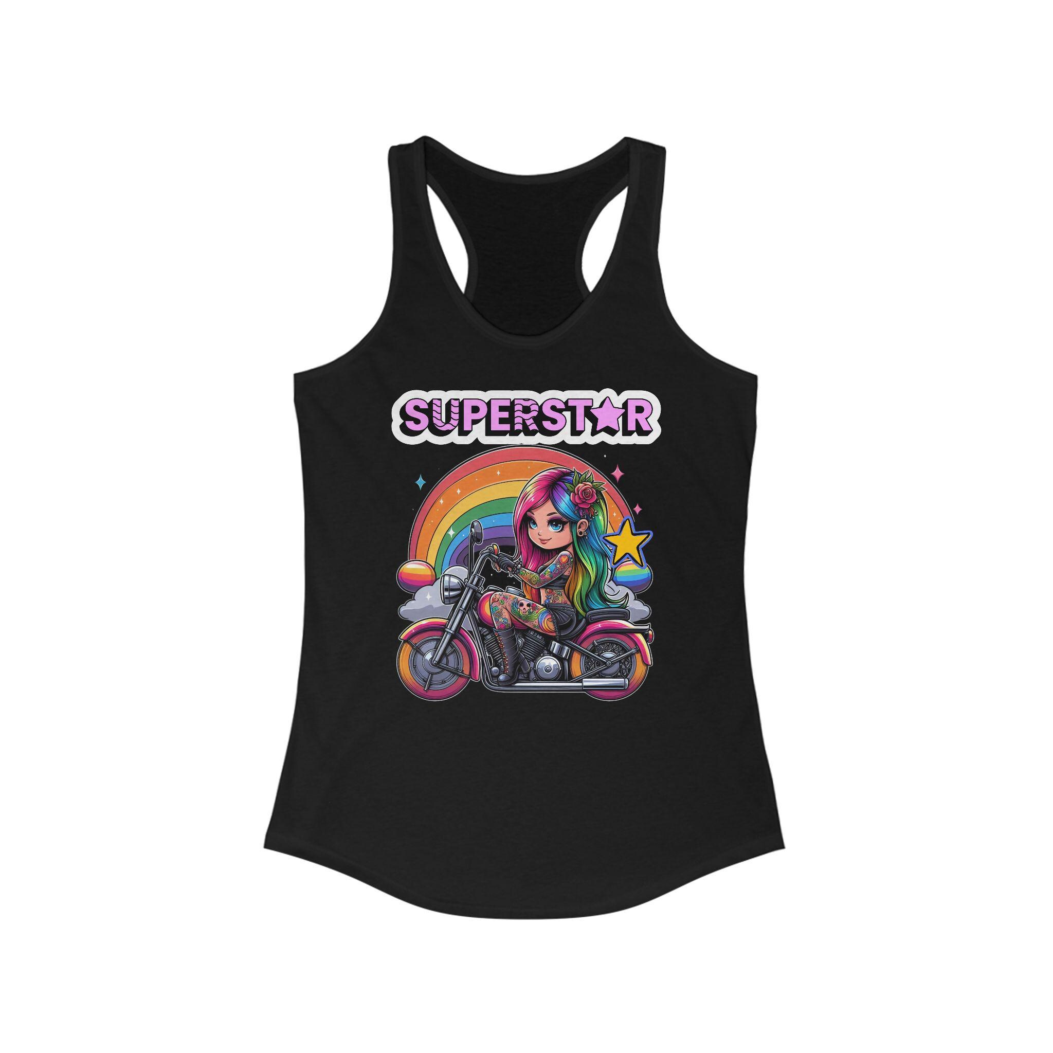 Women's Ideal Racerback Tank, Motorcycle Print Tank Top, Motorcycle ...