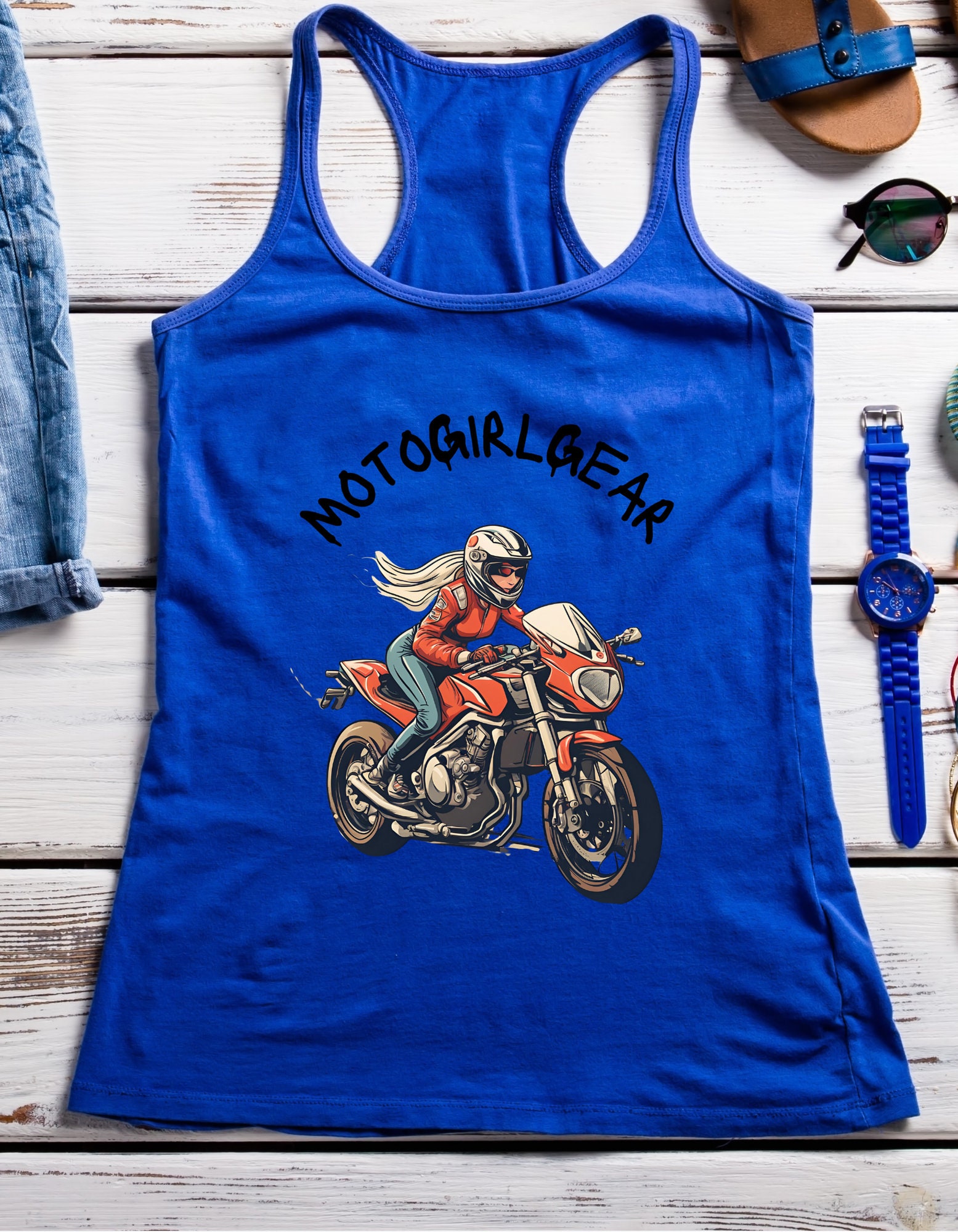Motorcycle Women Tank, Motorcycle Print Tank Top, Motorcycle Women ...