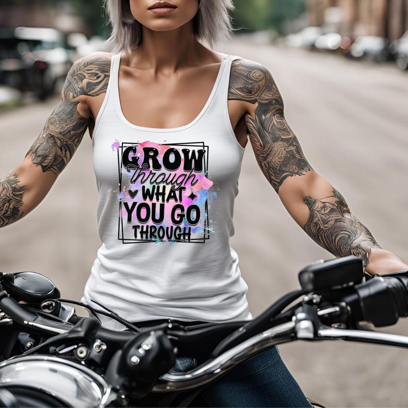 Women's Ideal Racerback Tank, Motorcycle Print Tank Top, Motorcycle ...