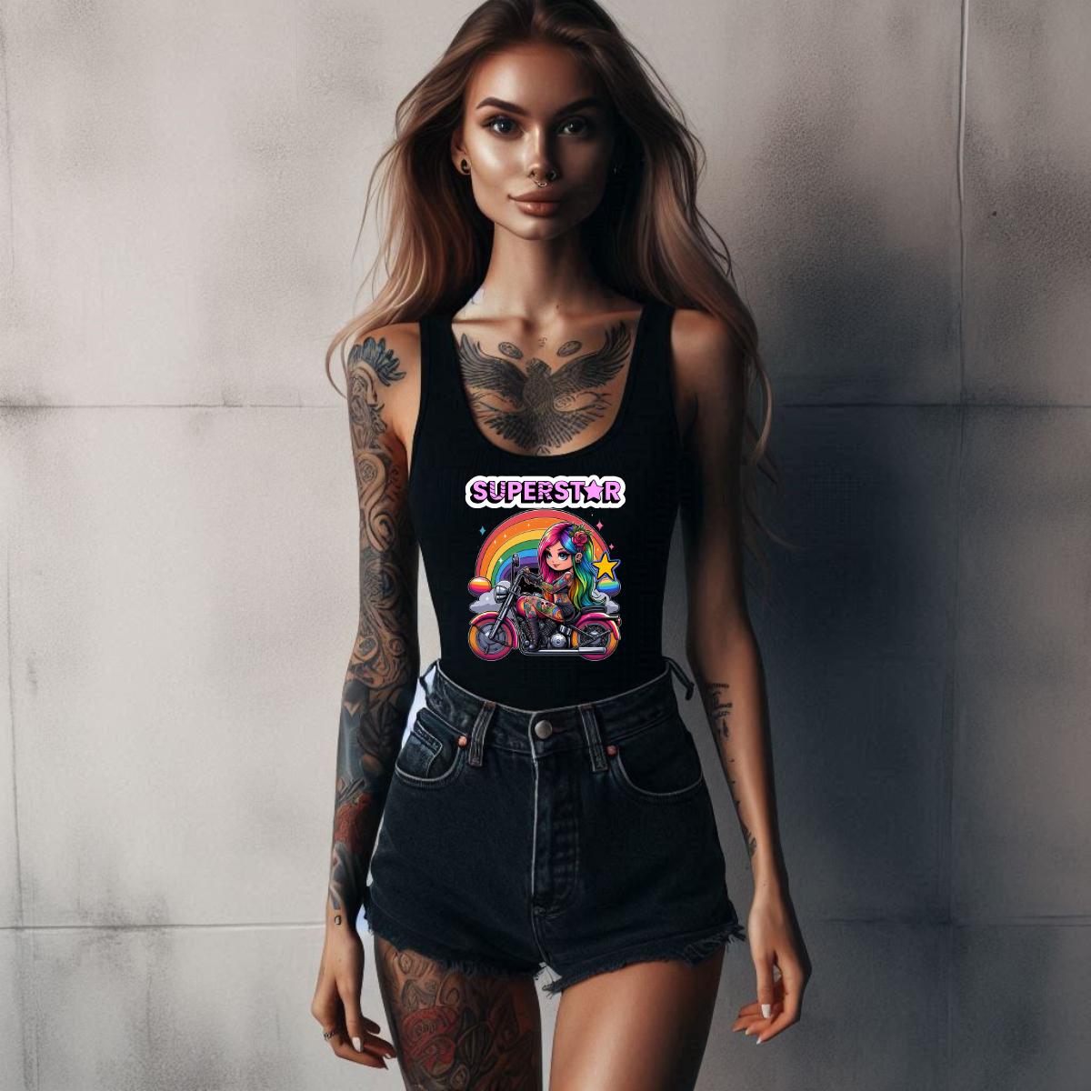 Women's Ideal Racerback Tank, Motorcycle Print Tank Top, Motorcycle ...