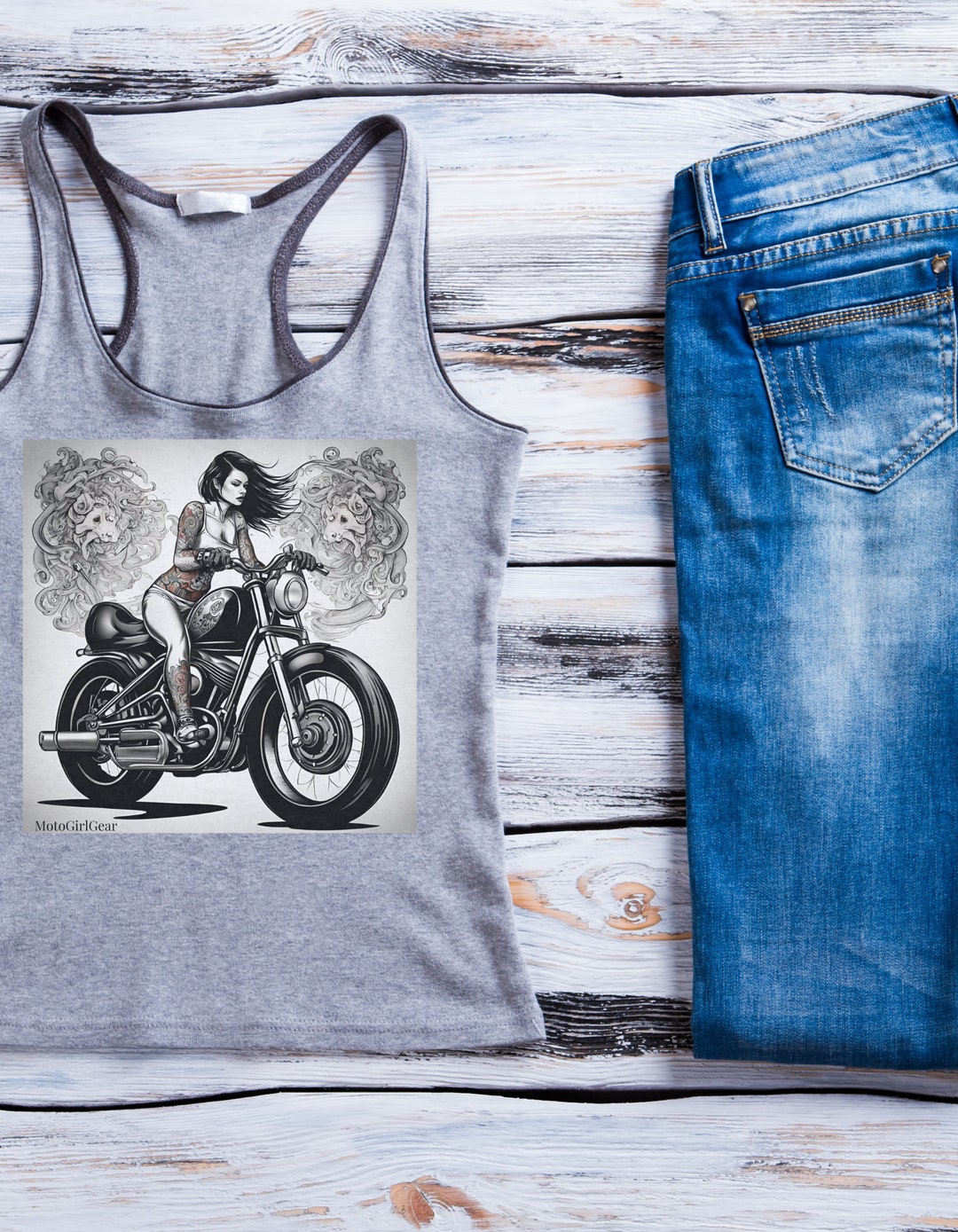 Motorcycle Tattoo Tank, Motorcycle Tank Top, Motorcycle Clothes, Women ...