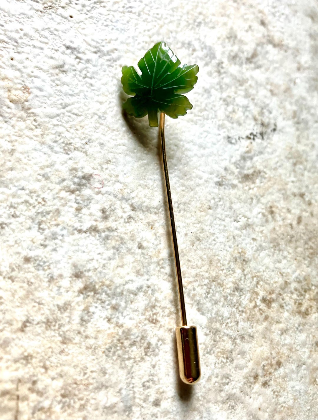 AC Storrs Vintage Jade Maple Leaf Stick Pin - Etsy