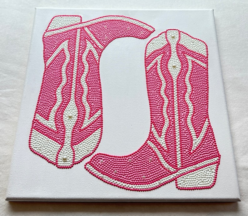 Cowboy Boots Beaded Canvas - Etsy