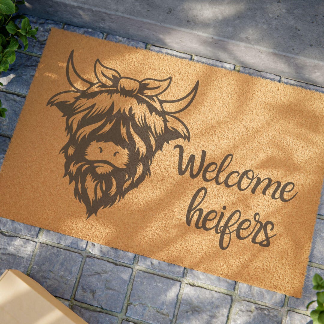 Farm Life Doormat - Welcome Heifers Front Door Mat for Homesteading and ...