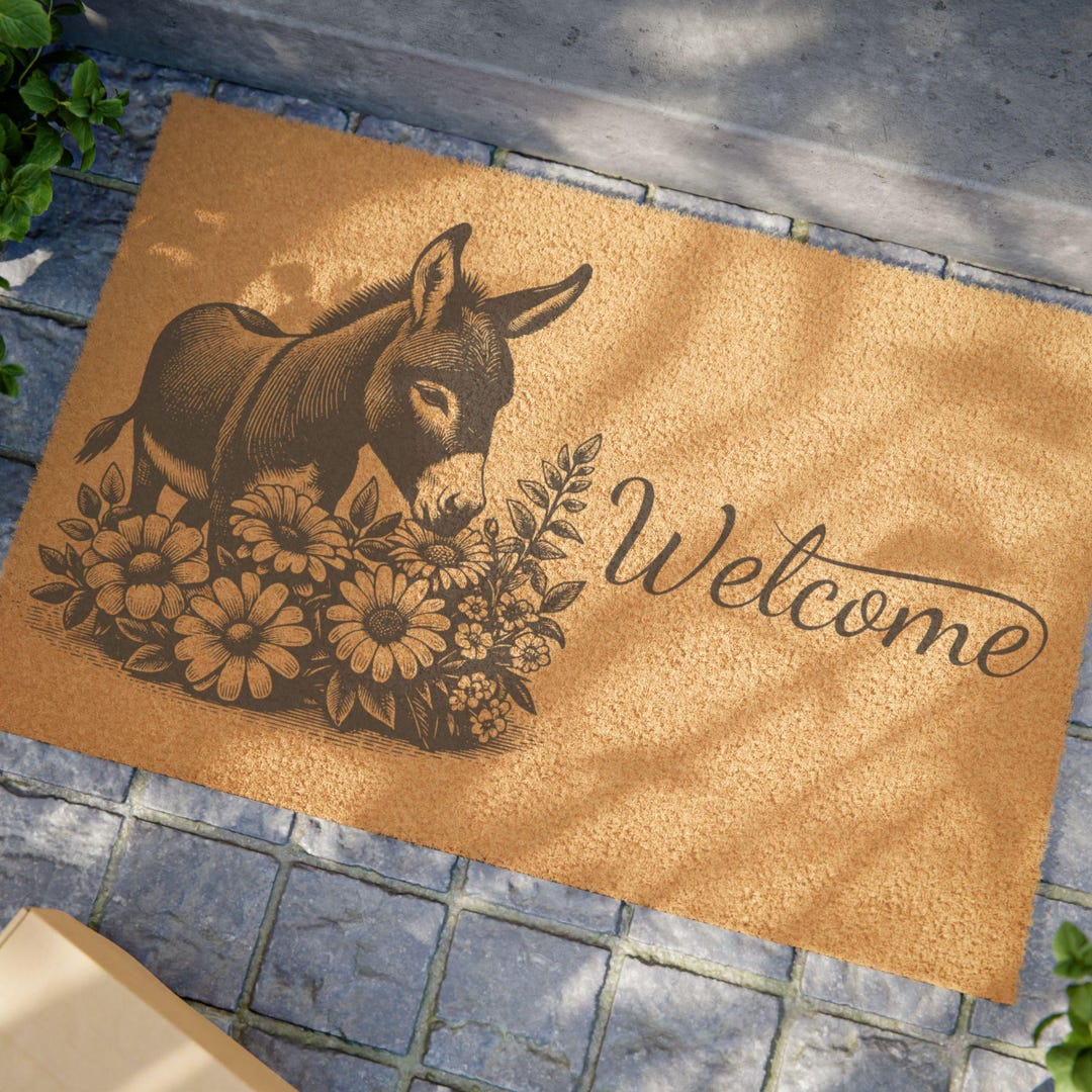 Doormat - Funny Donkey Welcome Front Door Mat, Animal Lover Home Decor ...