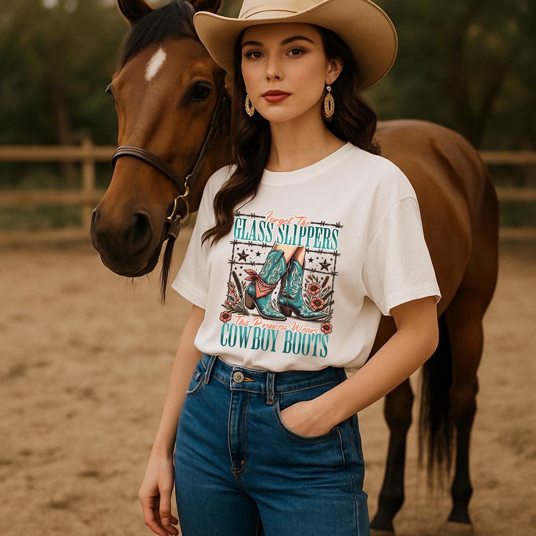 Princess Wears Cowboy Boots Unisex T-shirt, Forget Glass Slippers Tee ...