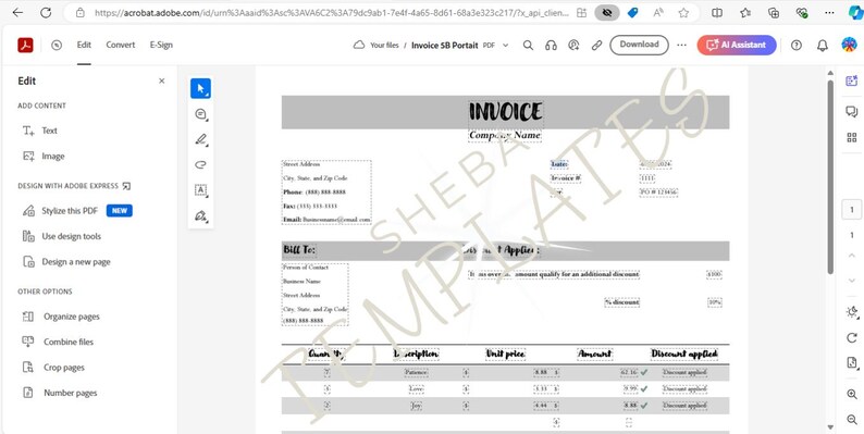 Editable Minimalist Invoice Template, PDF, Google Docs/sheets, MS Word ...