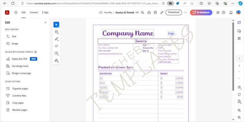 Editable Minimalist Invoice Template, PDF, Google Docs/sheets, MS Word/excel, Small Business ...