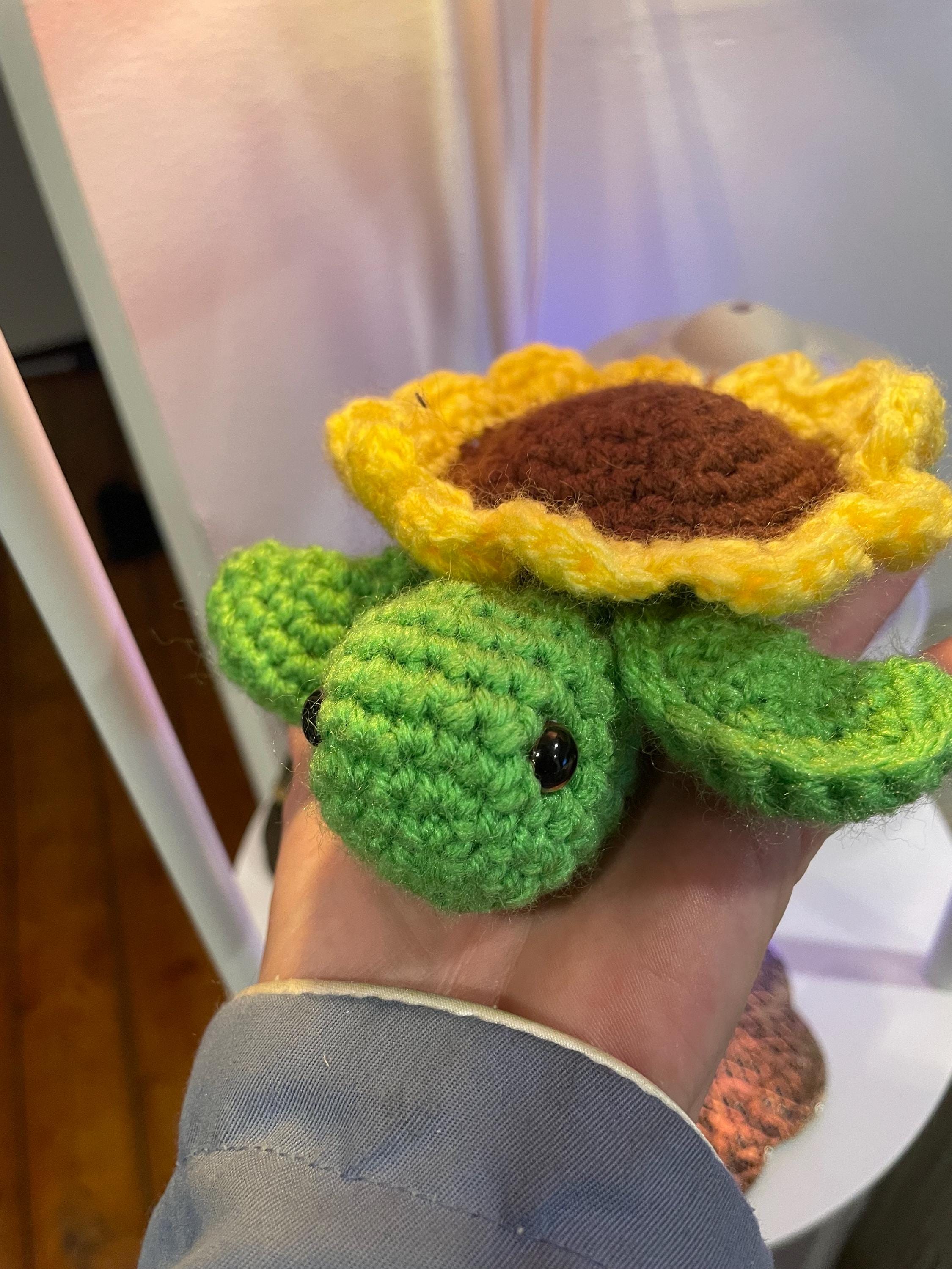 Mini Sunflower Turtle Crochet Plushie - Etsy