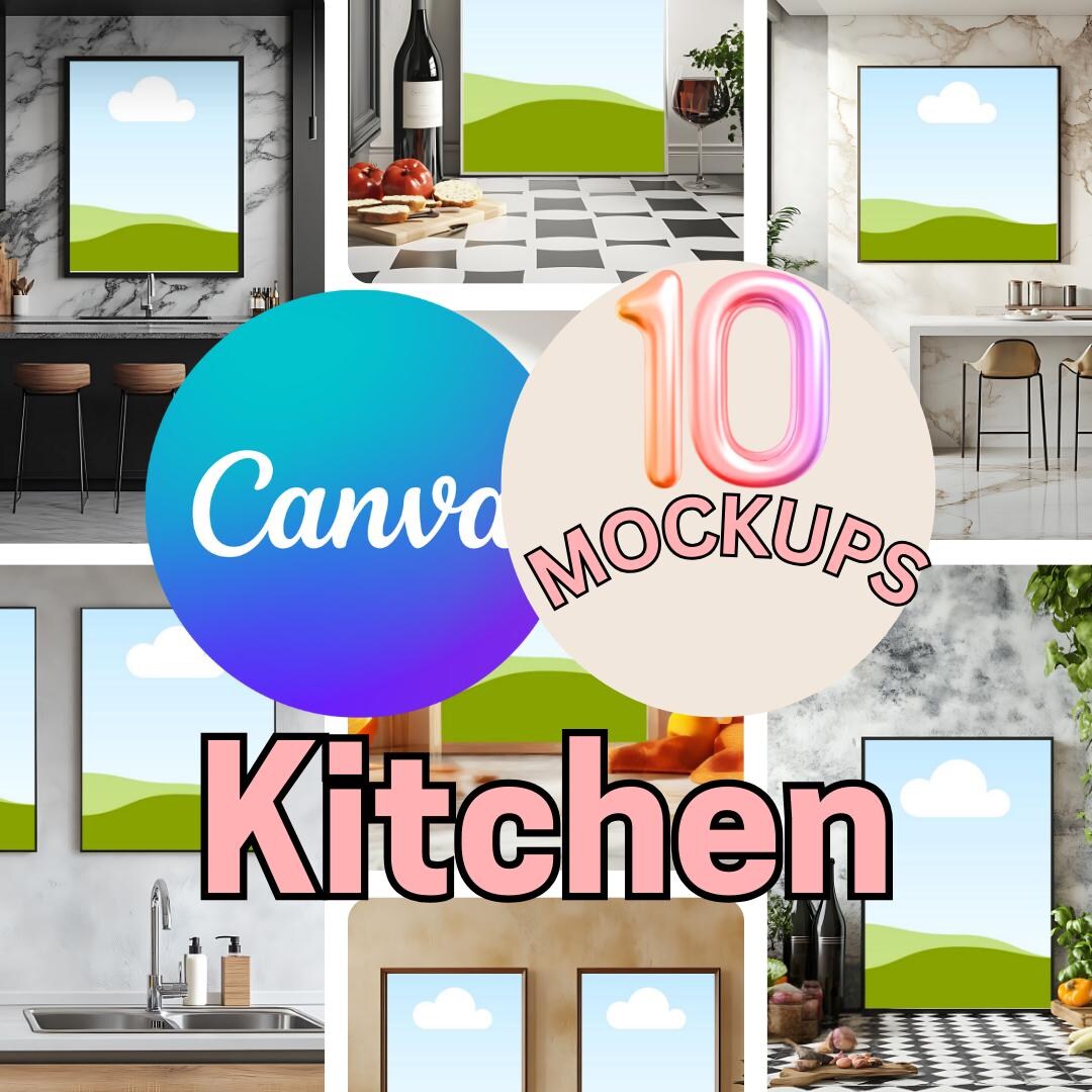 Canva Kitchen Wall Frame Mockups: 4K Easy Drag & Drop (10 Pack) - Etsy