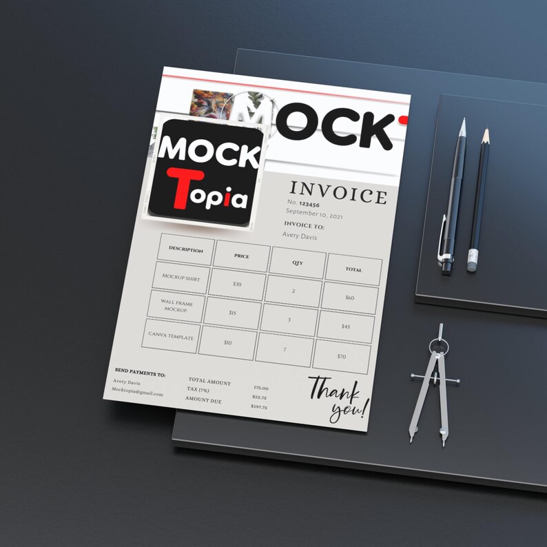 2 Invoice Template Canva Drag and Drop Modern Minimalist Editable ...