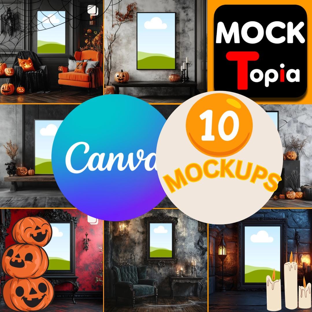 Spooky Halloween Wall Frame Mockups: Canva Templates (instant Download ...