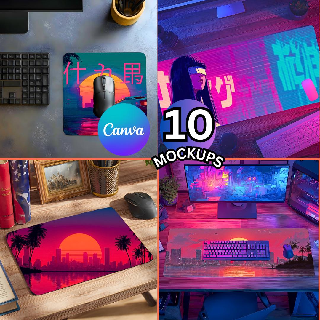 Mousepad Mockup Template Bundle: 4K Drag & Drop Deskmat (digital ...
