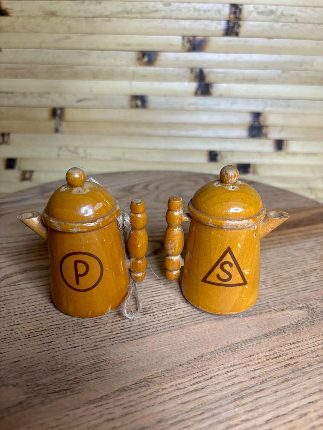 Vintage Wooden Coffee Pot Salt and Pepper Shakers | Made in Japan - Etsy