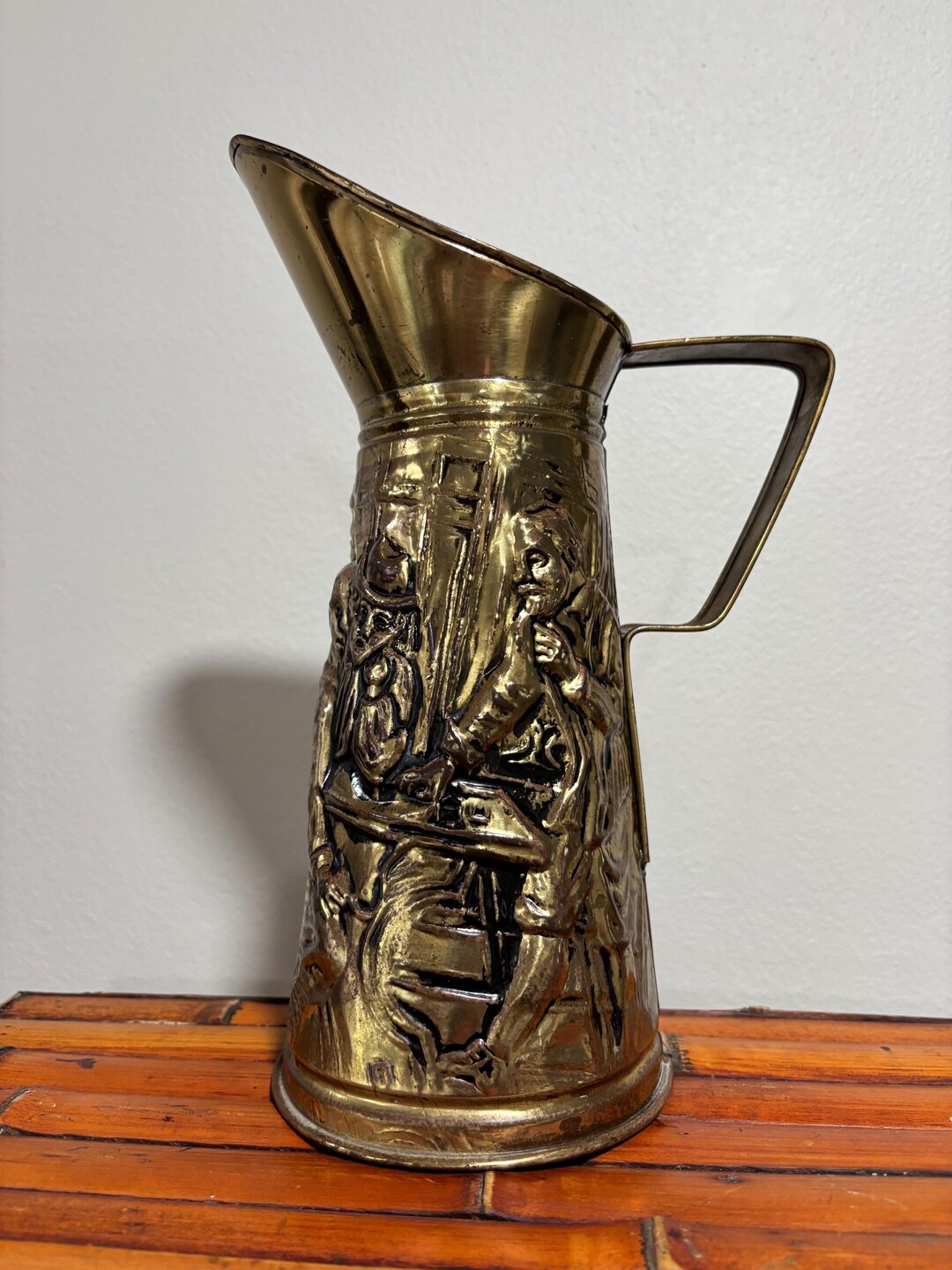 English Tavern Scene Tankard Brass Pitcher - Etsy
