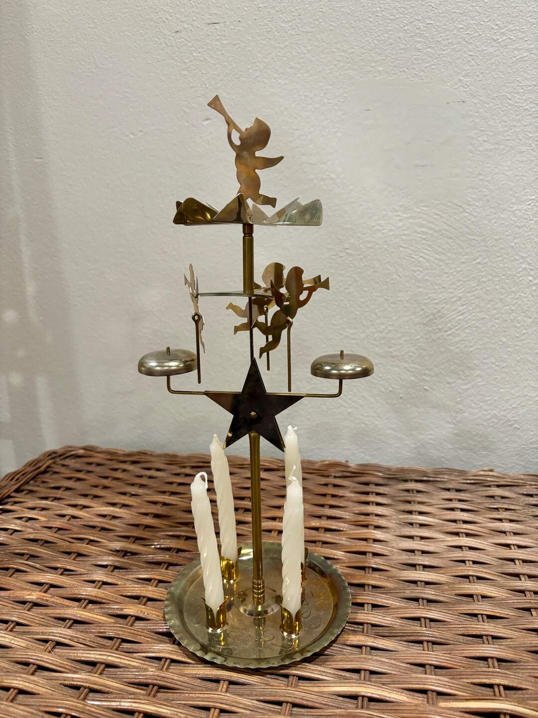 Angel Chimes Swedish Brass Vintage Christmas Decor Candle Holder Angles ...