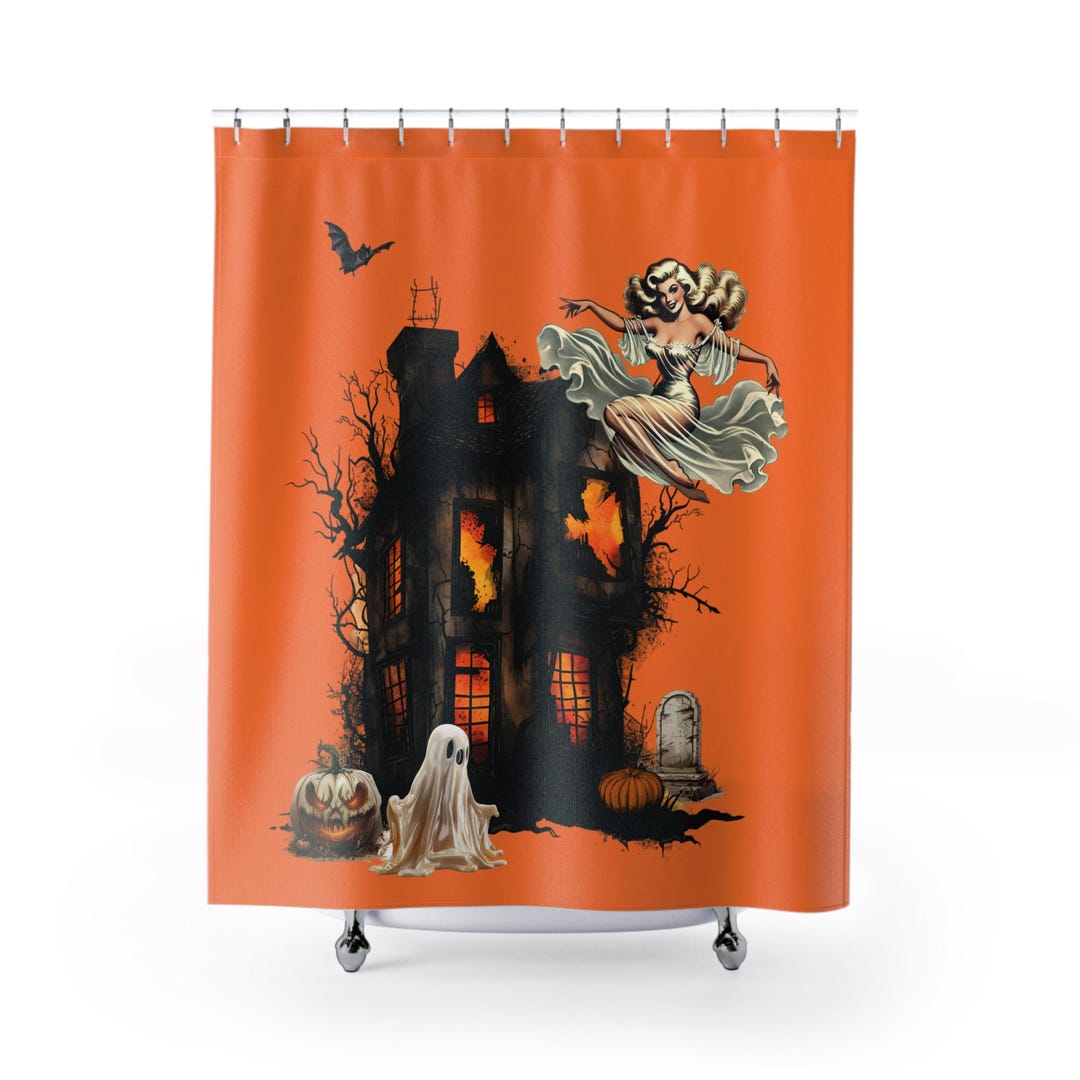 Retro Pinup Ghoul Shower Curtain - Etsy