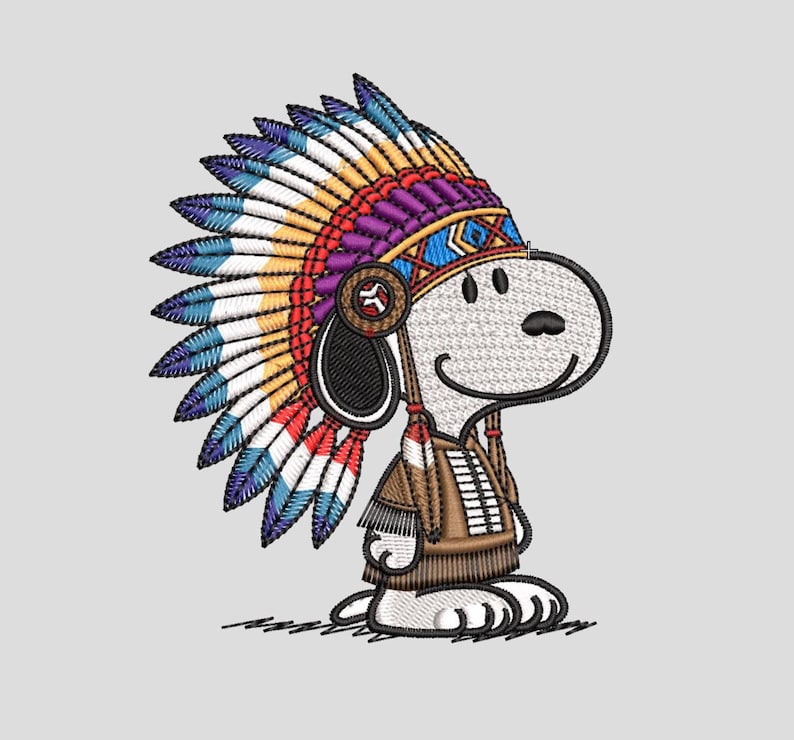 Snoopy Indian Embroidery - Etsy