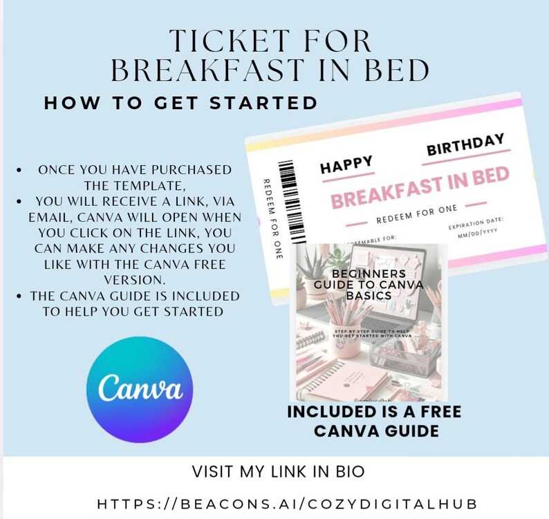 Happy Birthday Coupon Template, Breakfast in Bed Coupon, Date Coupon ...