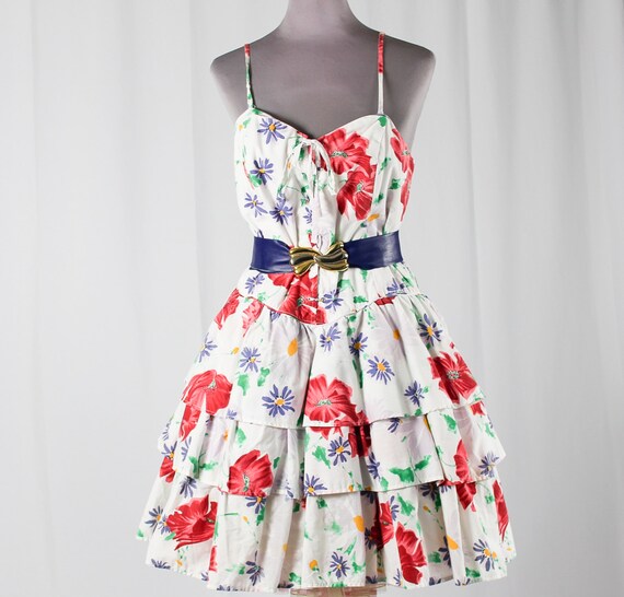80S FLIRTY FLORAL FROCK - Gem