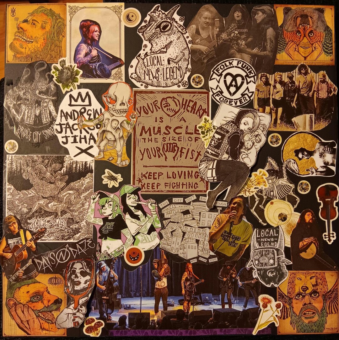 Folk Punk Musical Collage Art Print 12x12in Collage Semi-glossy Poster ...