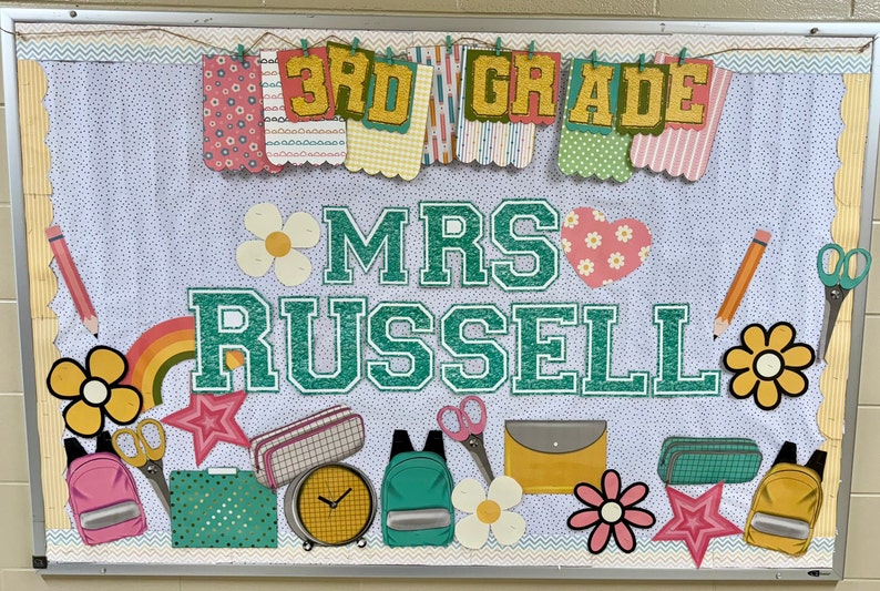 Varsity Chenille Letters Bulletin Board: Back to School Decor (digital ...