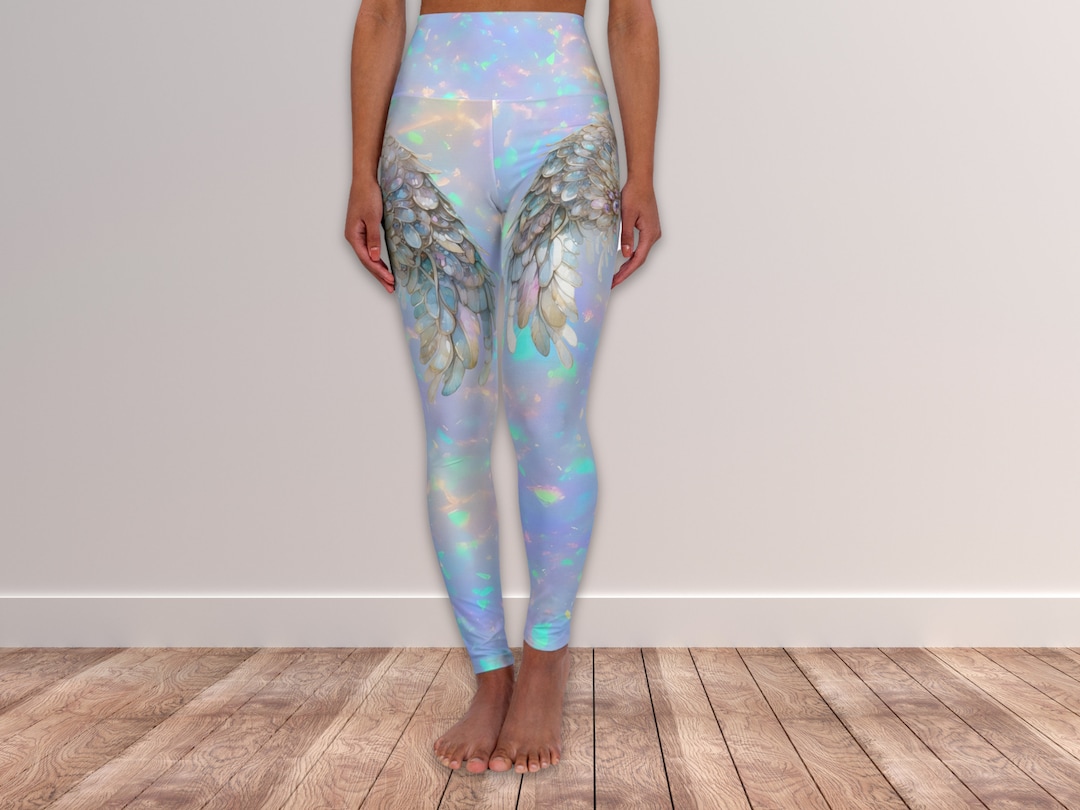 Angel Wing Leggings, Holographic Pastel Iridescent, Spiritual Yoga ...