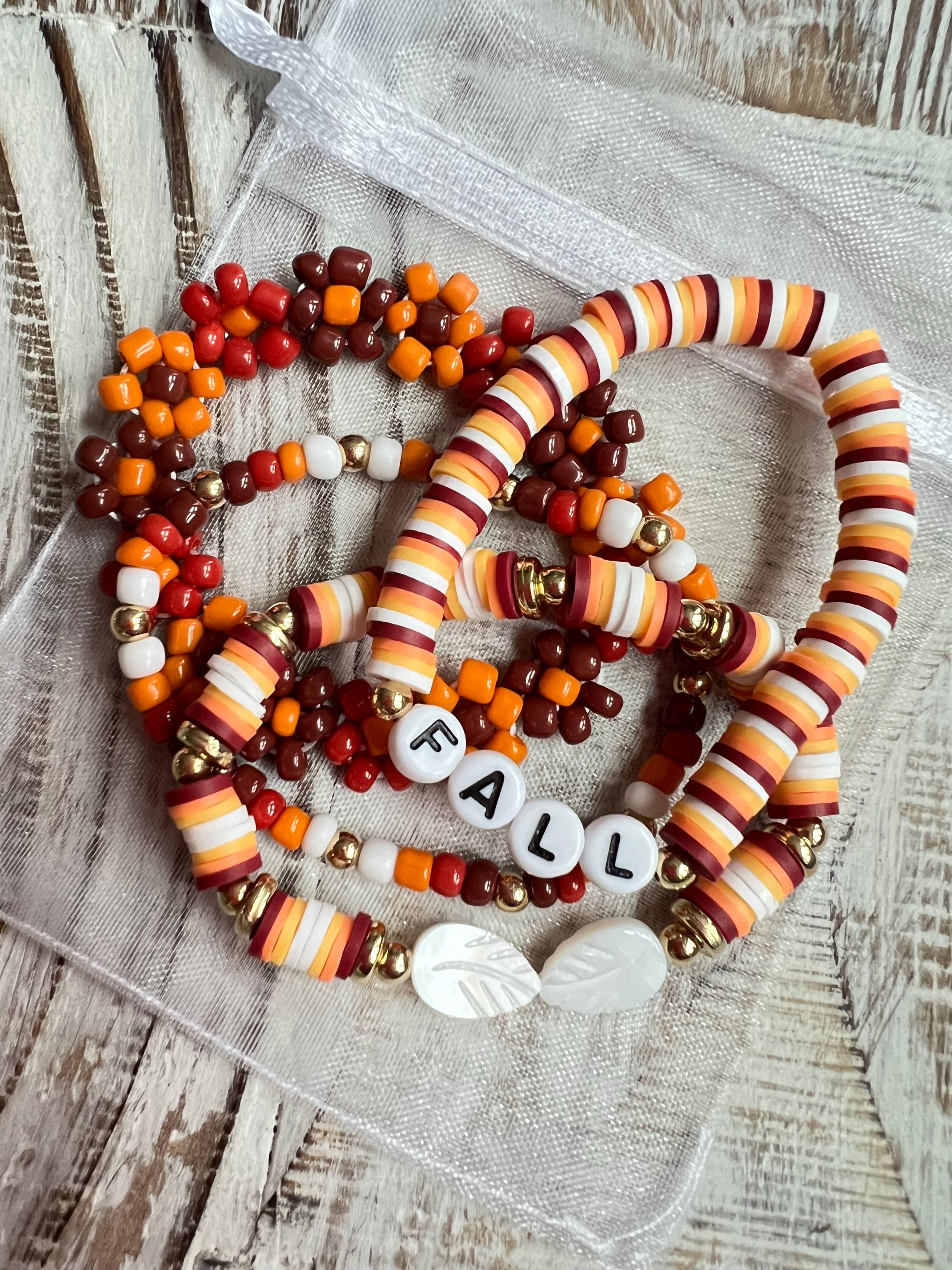 Aesthetic Fall Bracelet Friendship Bracelet Flower Bracelet Orange and ...