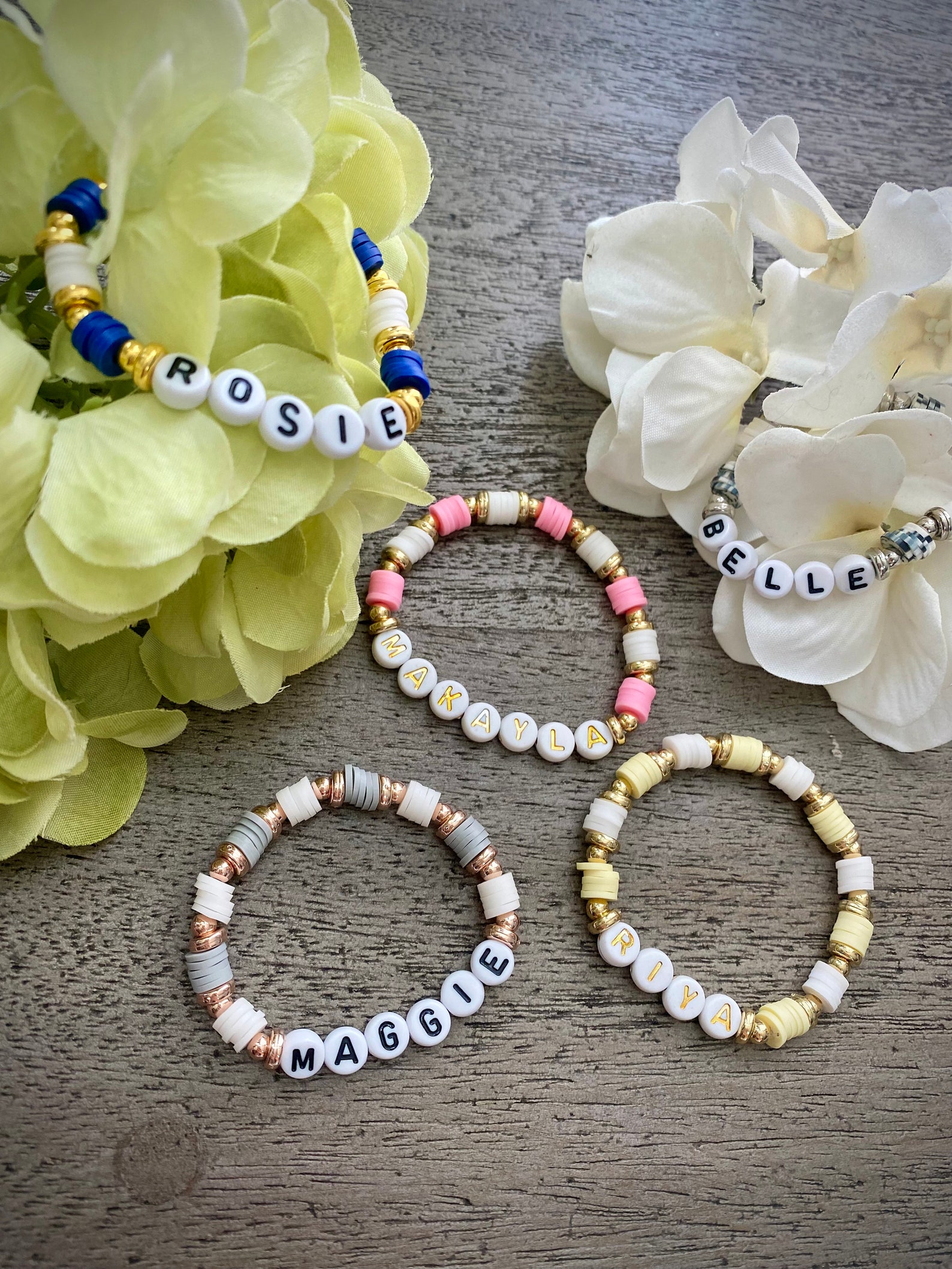 Custom Name Clay Bead Bracelet, Personalized Friendship Gift - Etsy