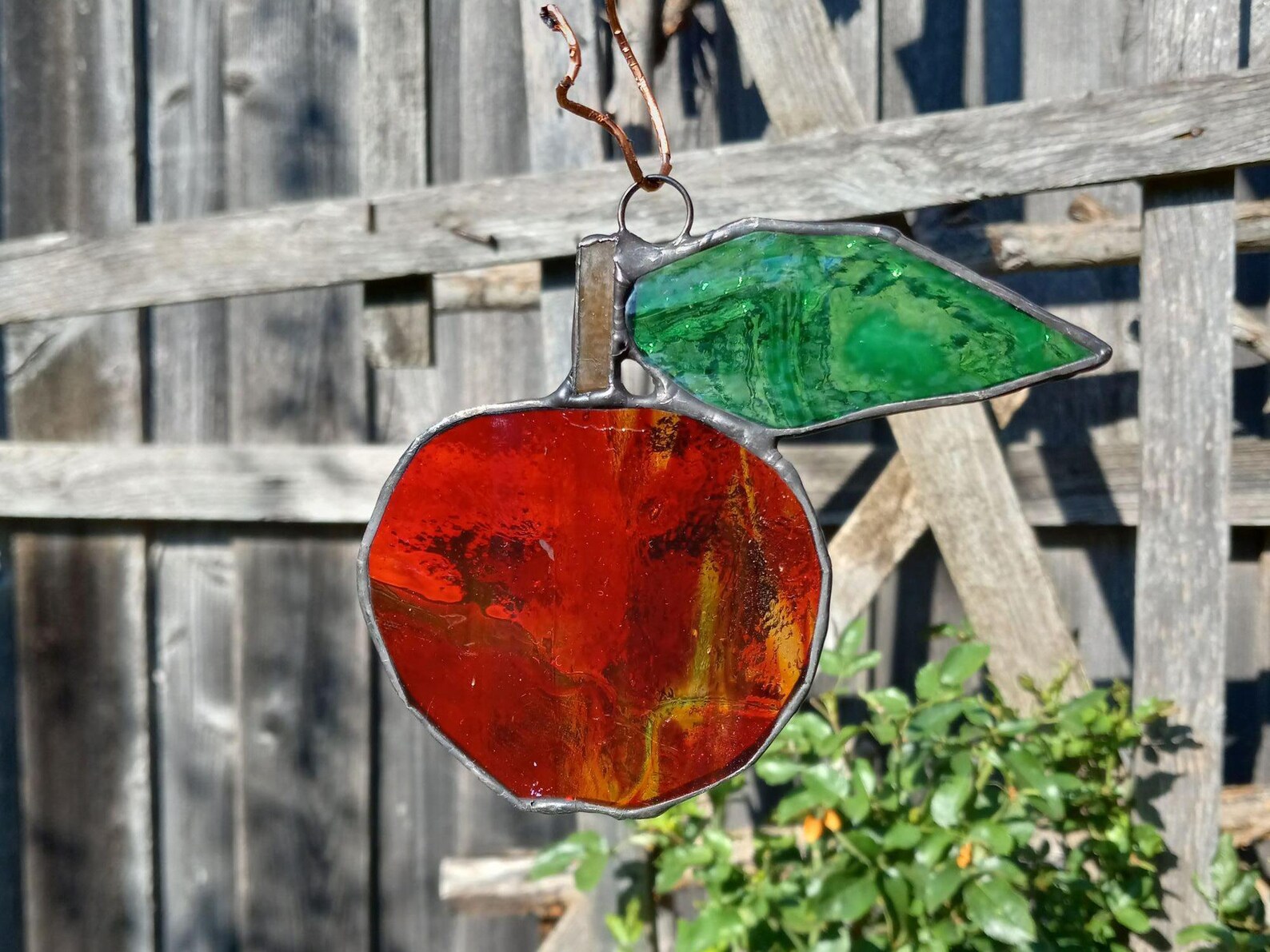 Red Apple-stained Glass Suncatcher Handmade, Kitchen Indoor Window ...