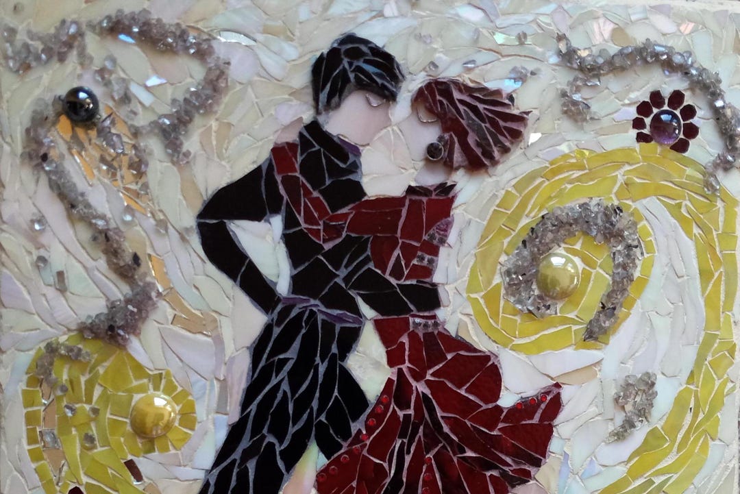 Dancers Mosaic-stained Glass Panel, Handmade Indoor Wall Hanging, Home ...