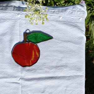 Red Apple-stained Glass Suncatcher Handmade, Kitchen Indoor Window ...
