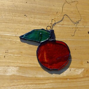 Red Apple-stained Glass Suncatcher Handmade, Kitchen Indoor Window ...