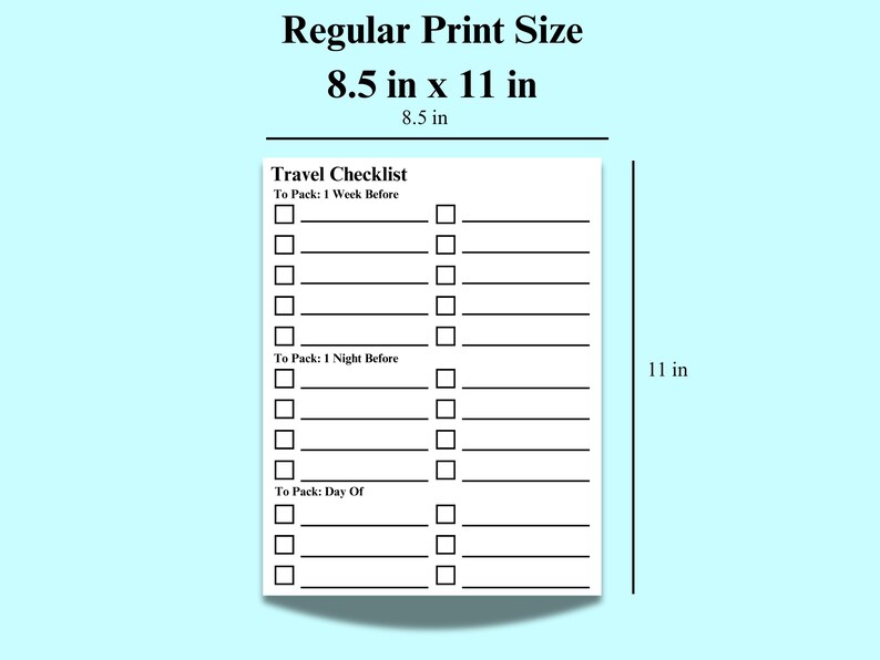 Travel Checklist | Instant Digital Download - Etsy