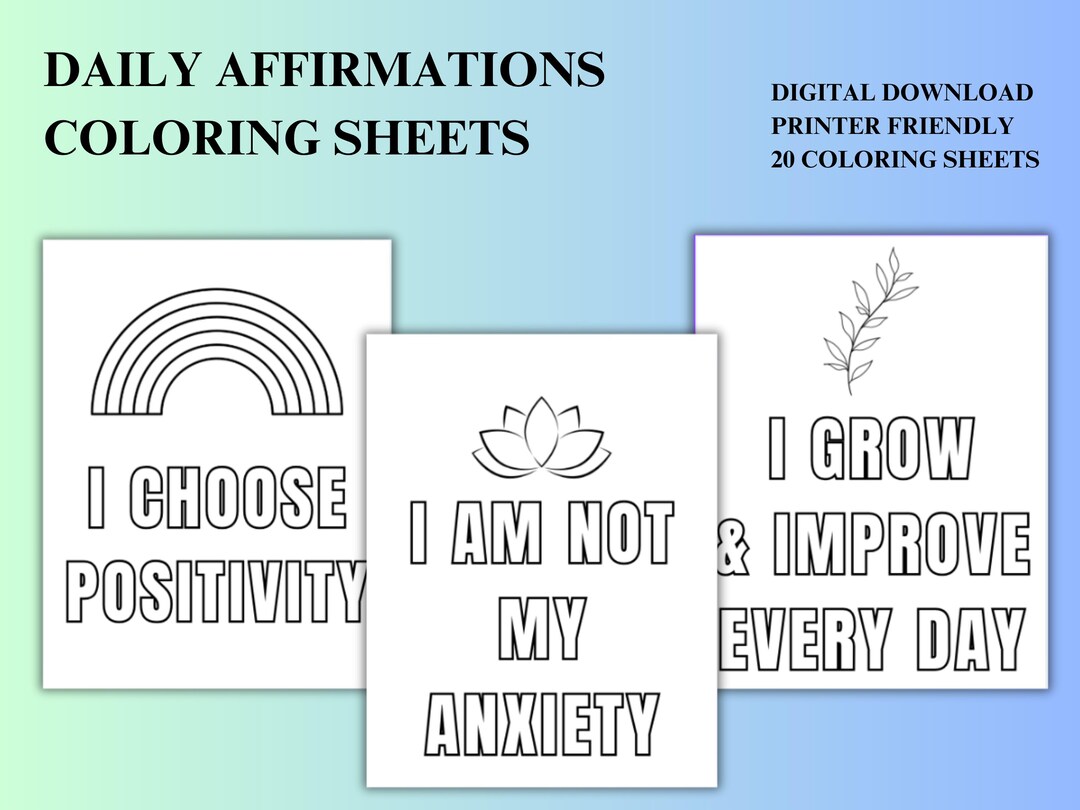 Daily Affirmations Coloring Sheets - Etsy