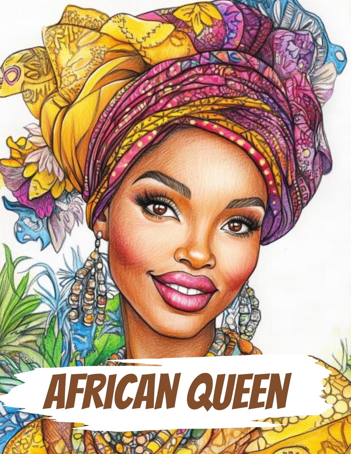 40 African Queen Coloring Book, Printable PDF, Beautiful Black Women ...